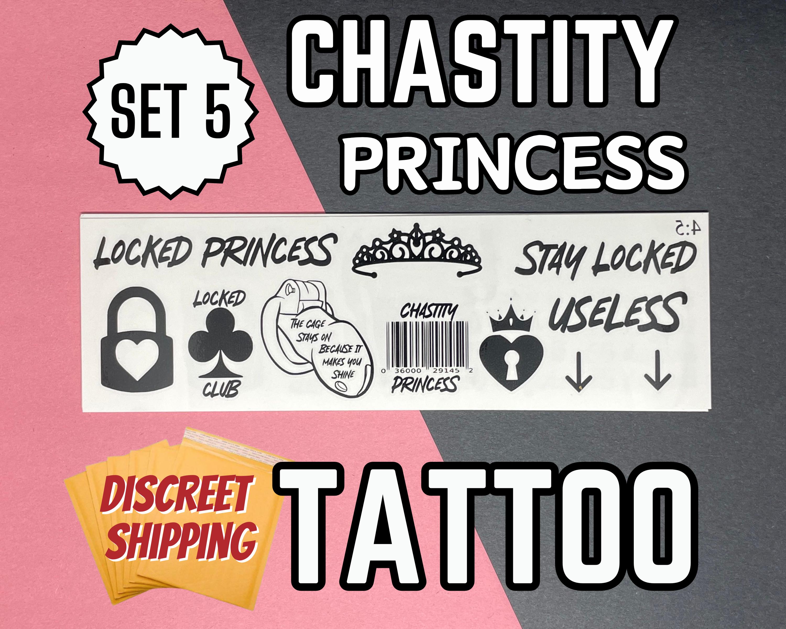 Chastity Princess Temporary Tattoo Sheet | Bdsm Chastity Cage Sissy ...