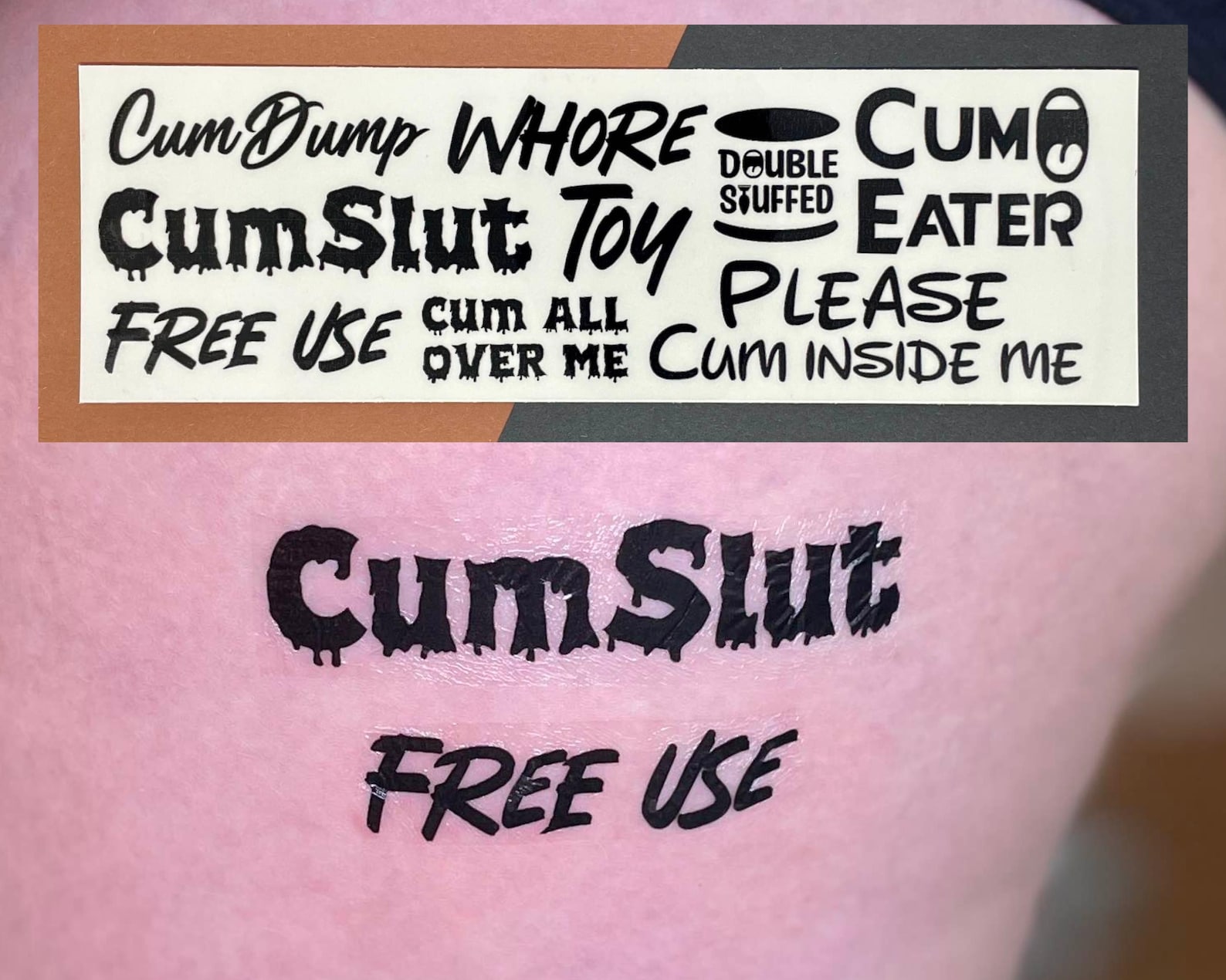 Cumslut Temporary Tattoo Variety Sheet | Gift for Her/him, Humiliating Temporary Tattoo - Etsy