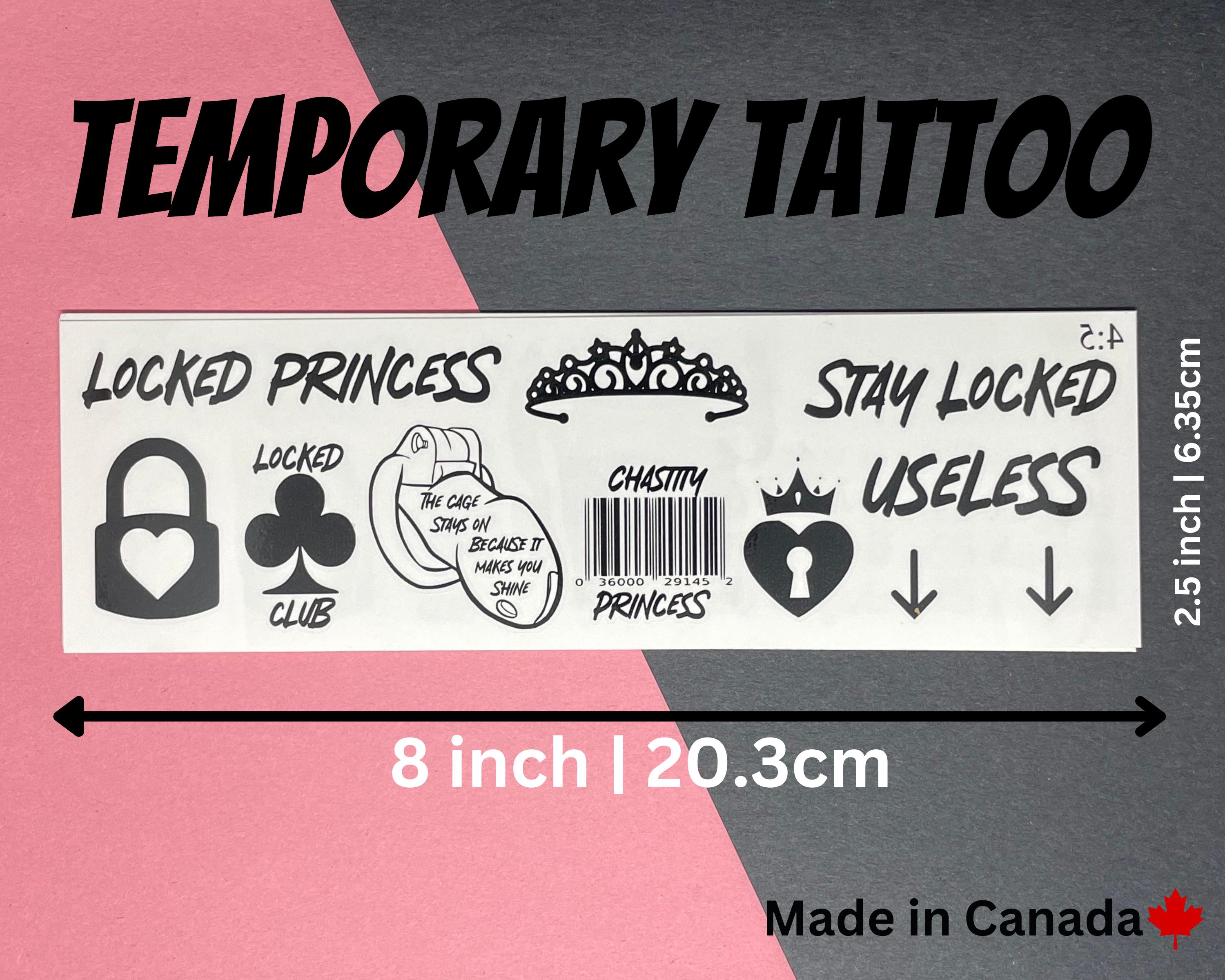 Chastity Princess Temporary Tattoo Sheet Bdsm Chastity Cage Sissy Gurl ...