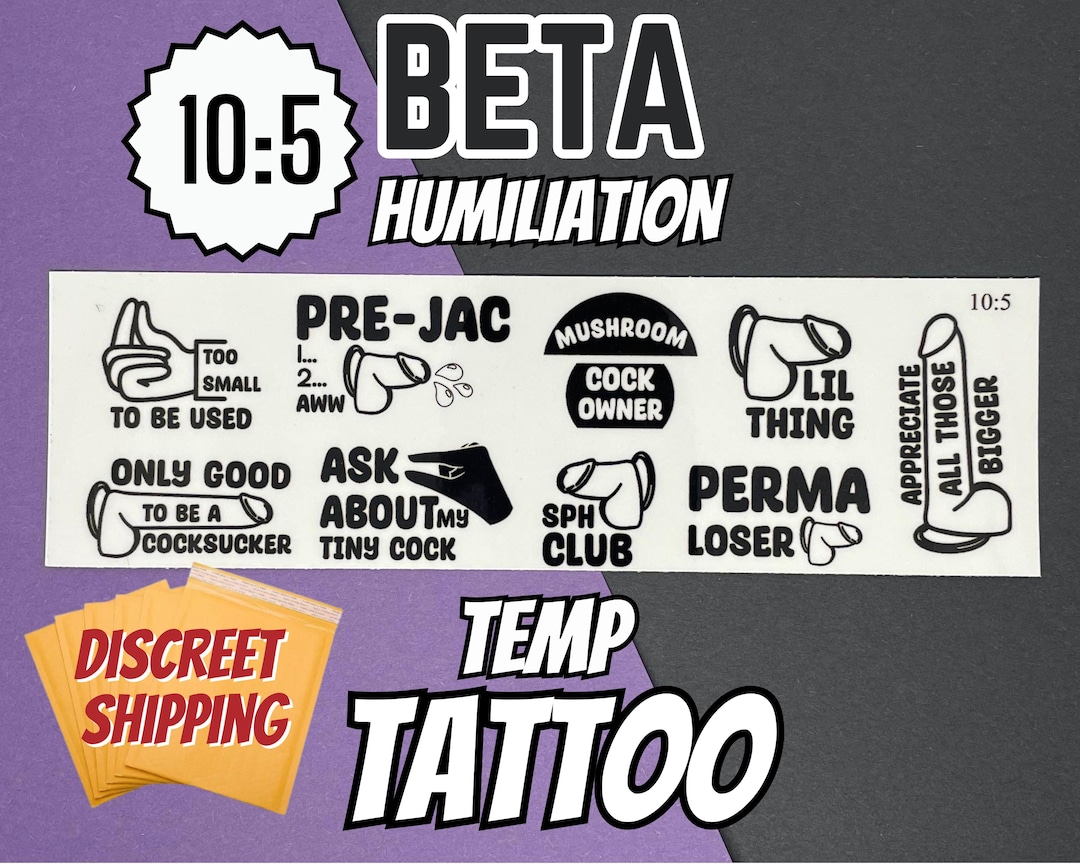 Beta Pre-jac Temp Tattoos | Chastity and Sissy Tattoos Bdsm Locked Boy ...