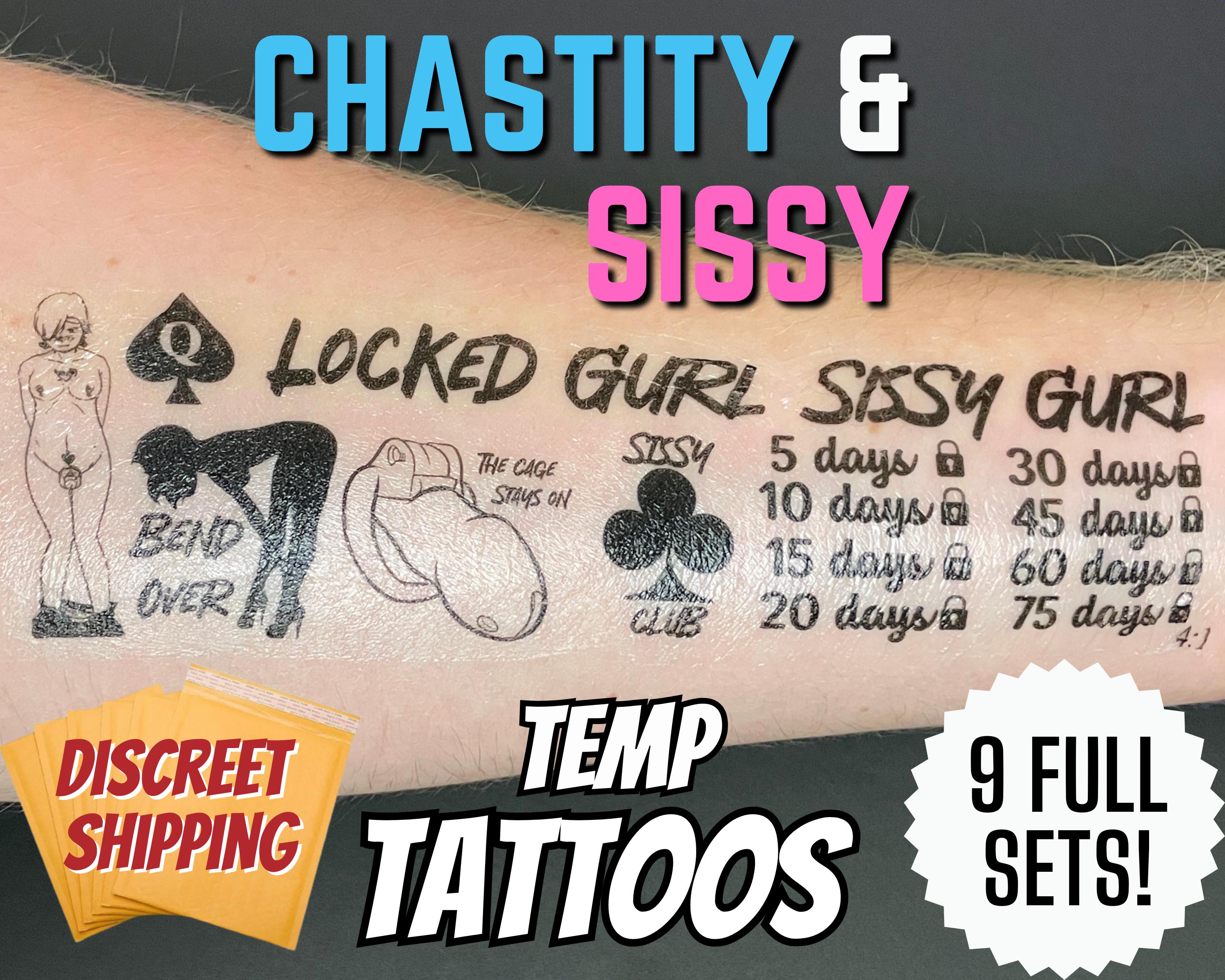 Chastity and Sissy Temporary Tattoo Bdsm Chastity Cage Sissy Gurl ...