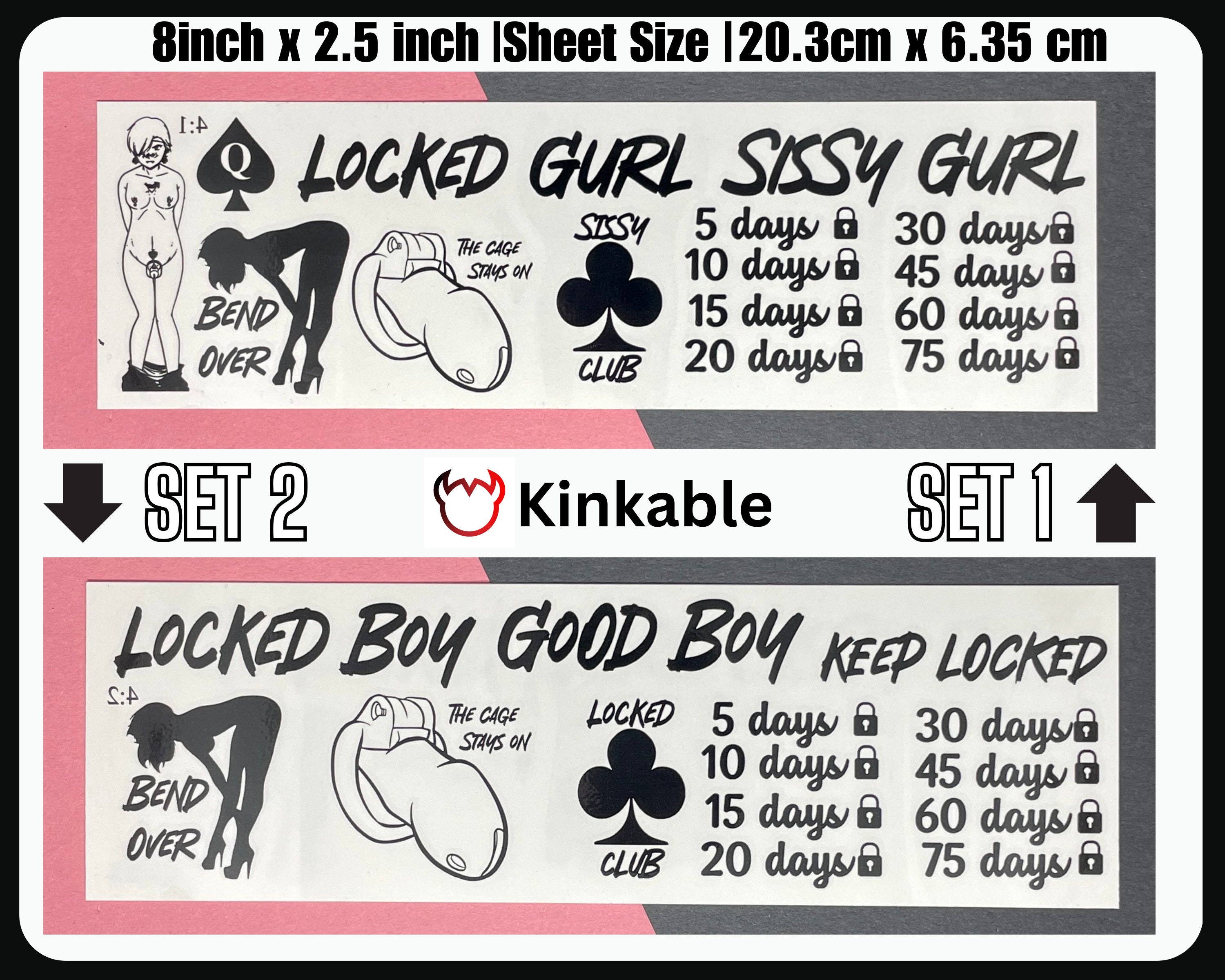 Chastity and Sissy Temporary Tattoo Bdsm Chastity Cage Sissy Gurl Humiliation BDSM Design Body ...