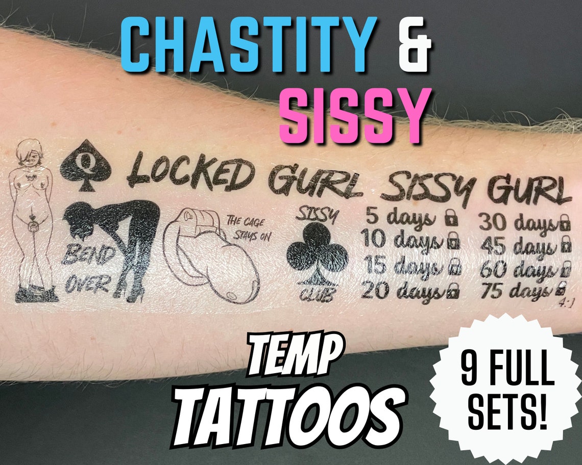 Chastity and Sissy Temporary Tattoo Bdsm Chastity Cage Sissy Gurl ...