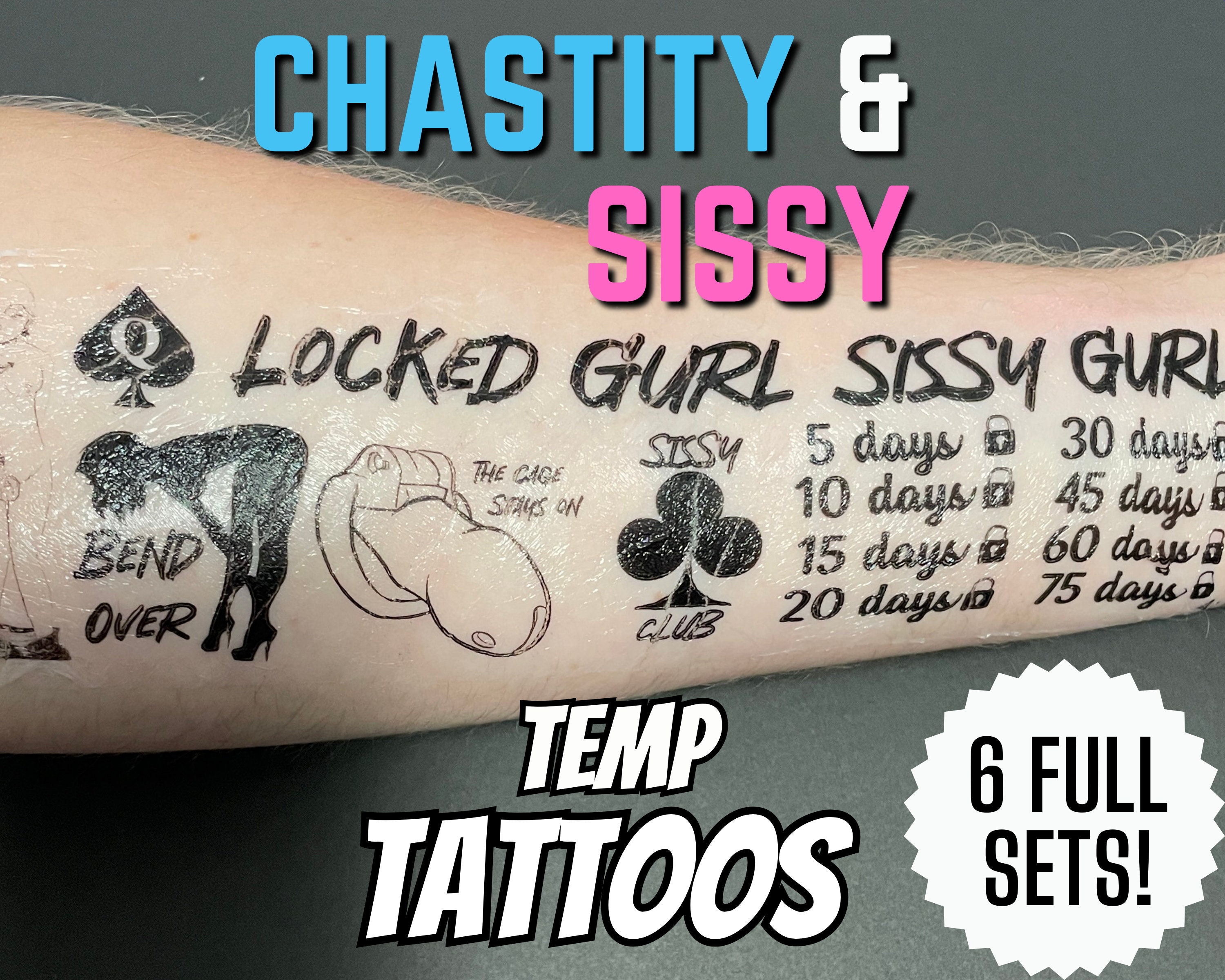 Chastity Sissy Tattoos Bdsm Tattoos Locked Boy Locked Sissy Etsy