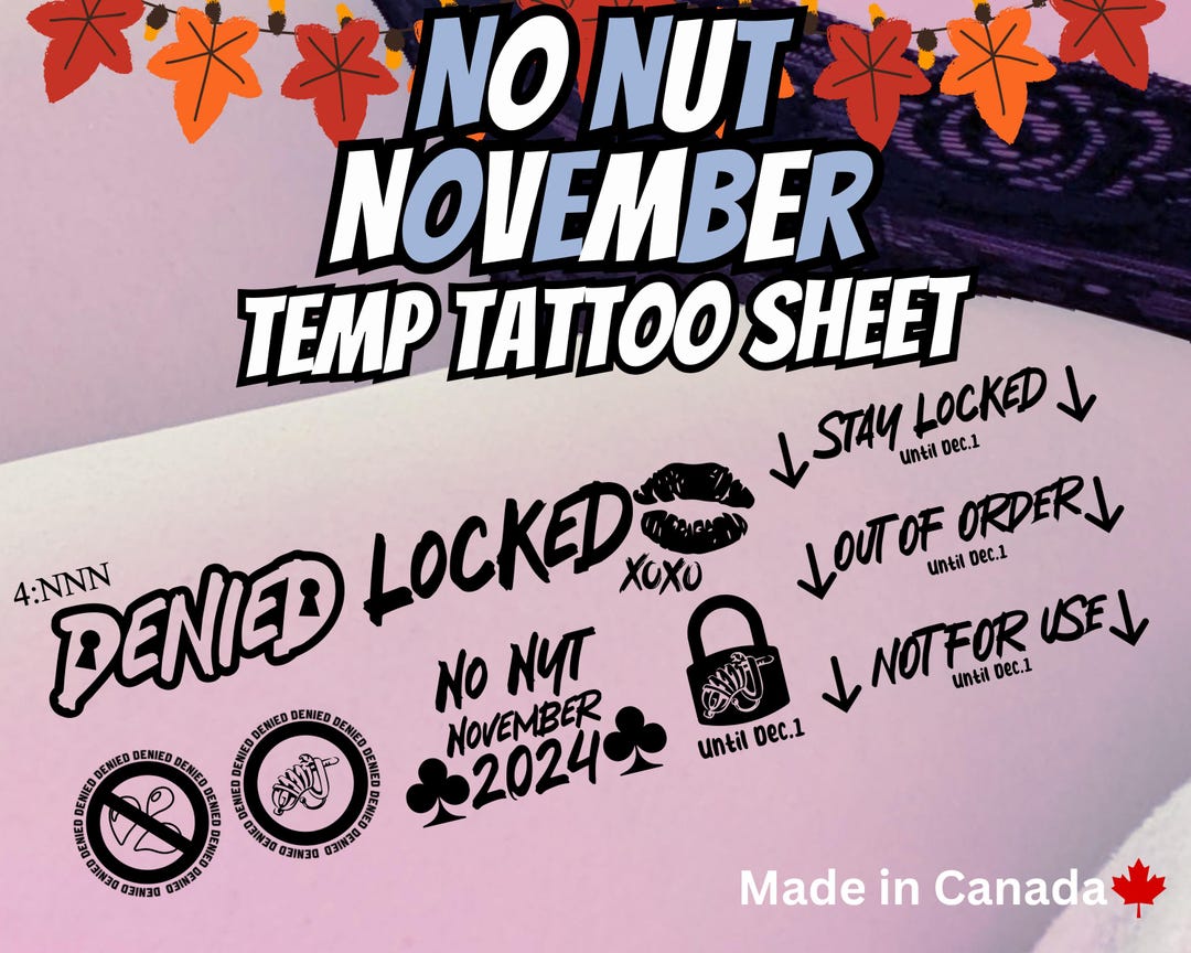 No Nut November Tattoos Chastity Temporary Tattoos Chastity Cage Sissy ...