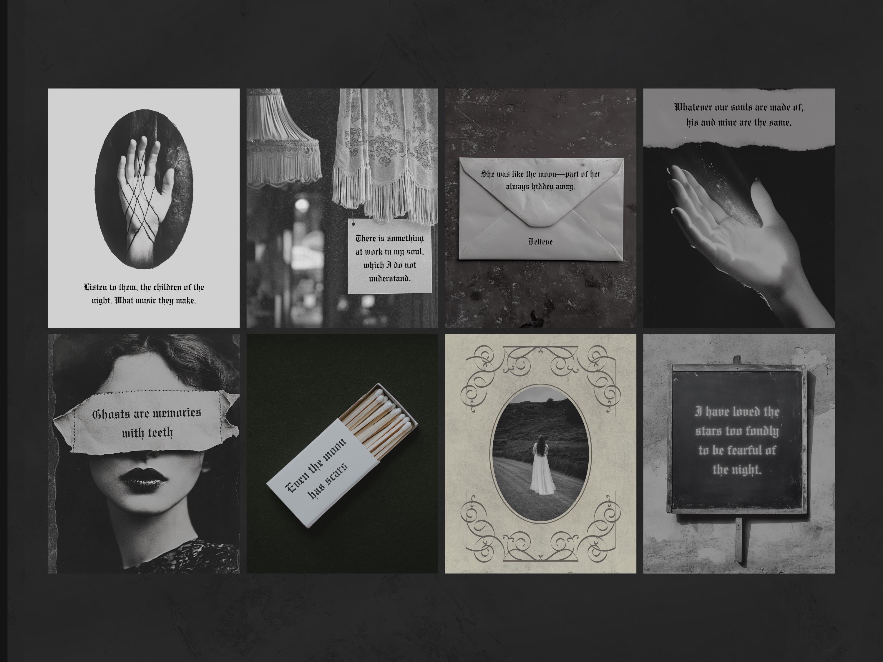Gothic Instagram Templates: Dark Academia Quote Overlays, Creative Dark ...