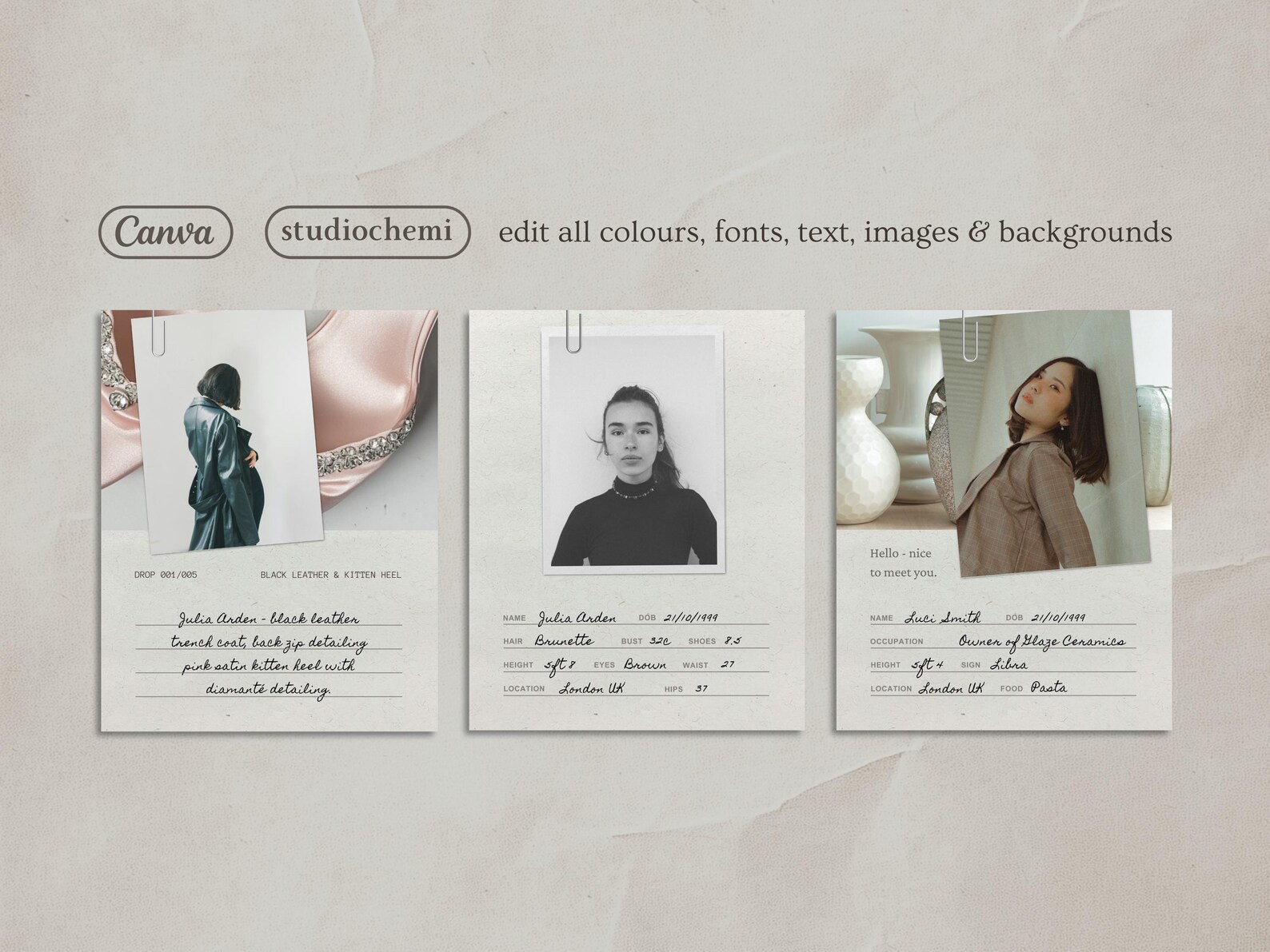 About Me, Model Zed Card, Comp Card, Editable Canva Template for ...