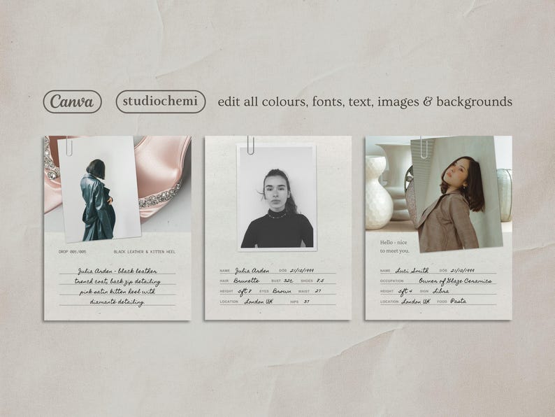 About Me, Model Zed Card, Comp Card, Editable Canva Template for ...