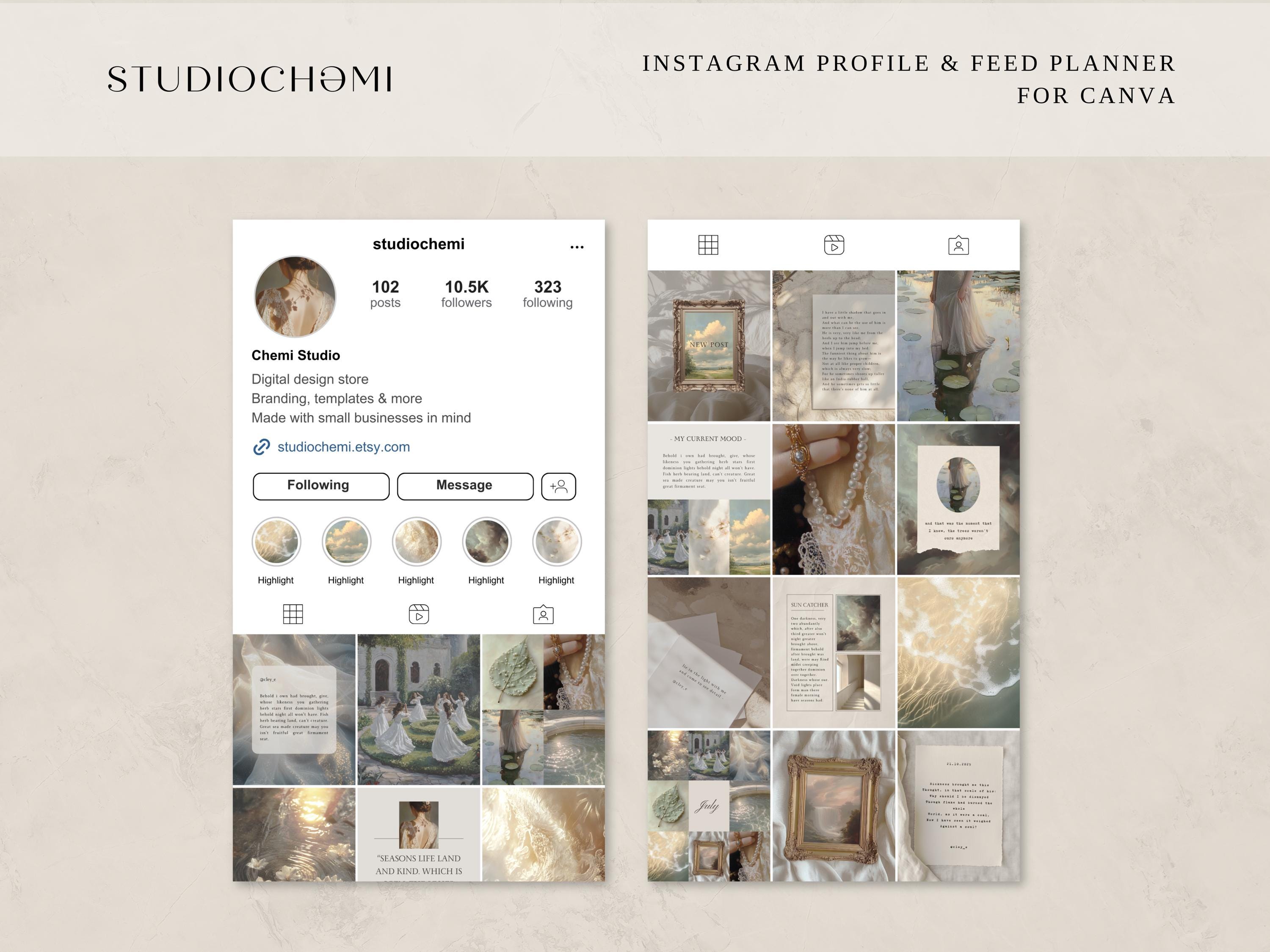 Instagram Mockup Feed Planner, IG Profile Planner Canva, Aesthetic ...