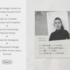 About Me, Model Zed Card, Comp Card, Editable Canva Template for ...