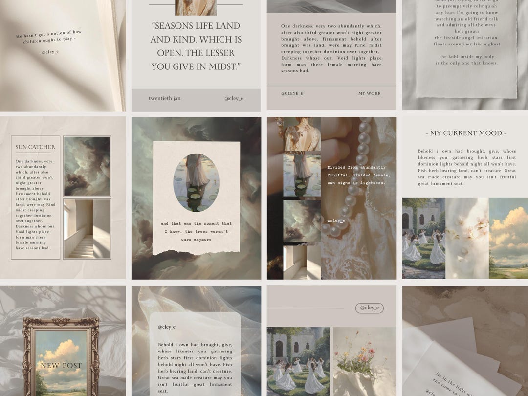 Light Academia Instagram Templates, Poets & Writers, Neutral ...