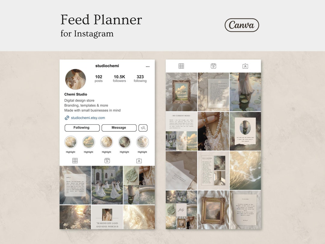 Instagram Mockup Feed Planner, IG Profile Planner Canva, Aesthetic ...