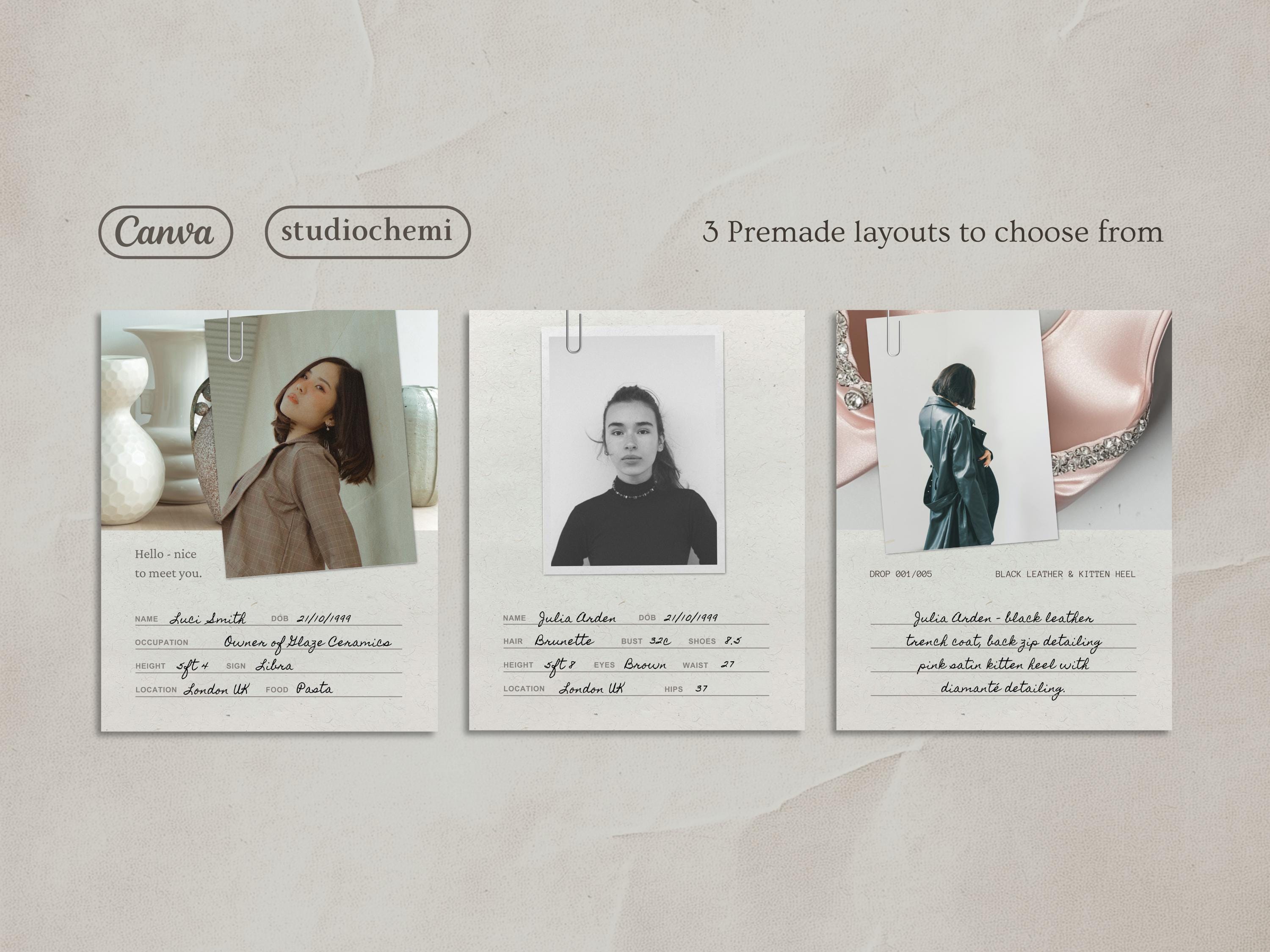 About Me, Model Zed Card, Comp Card, Editable Canva Template for ...