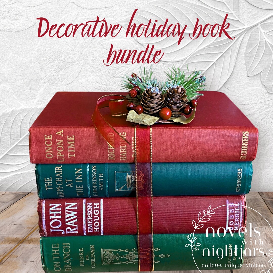 Antique Red and Green Book Set, Decor Tied With Ribbon - Etsy