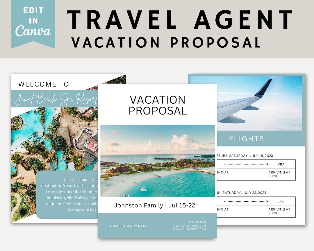Travel Agent Vacation Proposal Template Resort Vacation - Etsy Canada