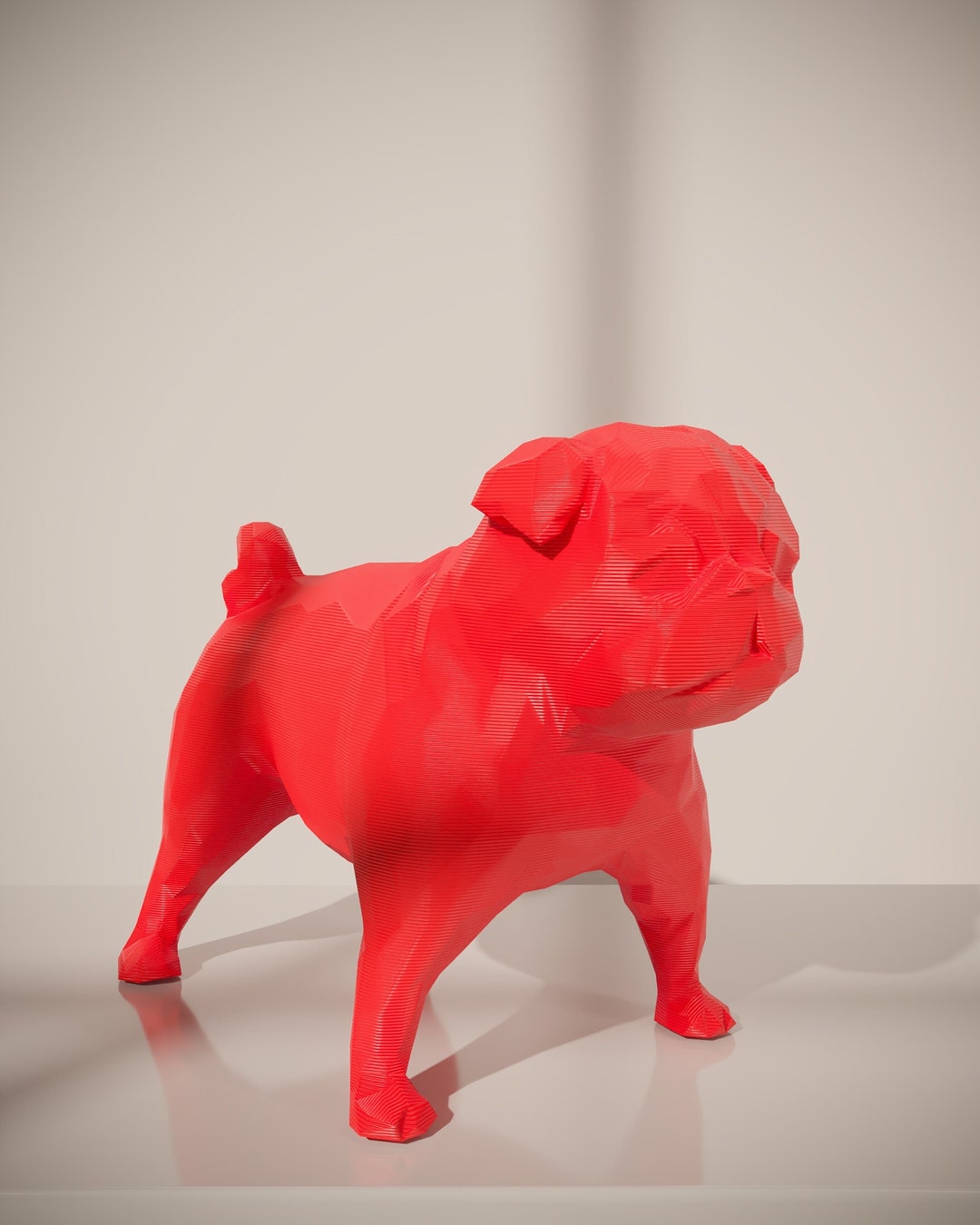 Pug Dog Lowpoly Sculpture Animal Dog STL File 3D Print Stl File | Stl ...