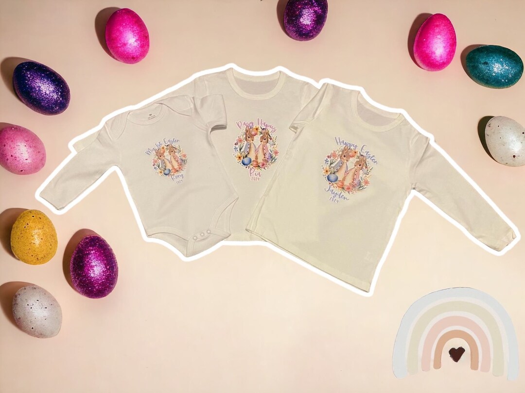 Childrens Personalised Easter Top 2024 Happy Easter My 1st Easter My ...