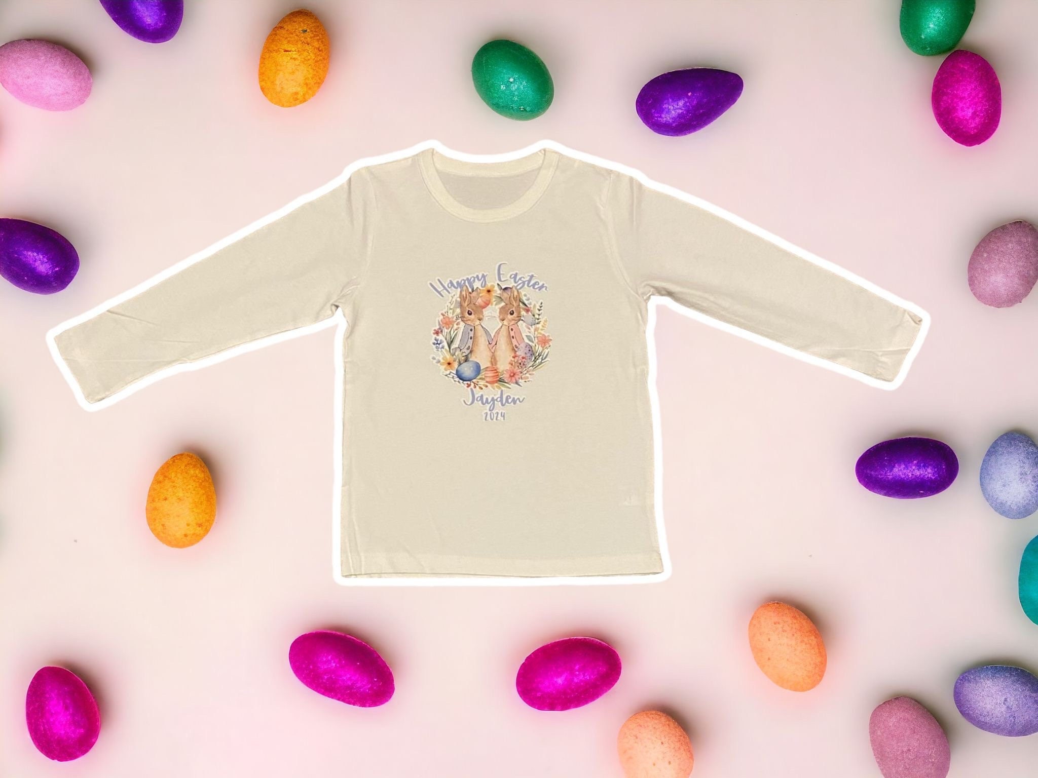 Childrens Personalised Easter Top 2024 Happy Easter My 1st Easter My ...