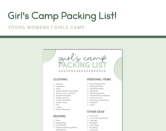 Editable Girls Camp Packing List, Girls Camping Packing Checklist, Girl ...