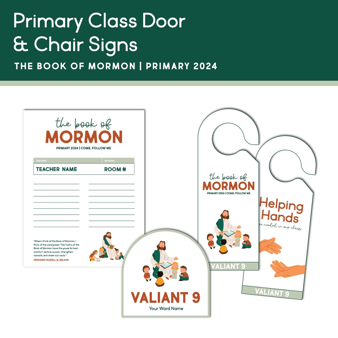 2024 Primary, Book of Mormon Class List Door and Chair Signs! - Etsy