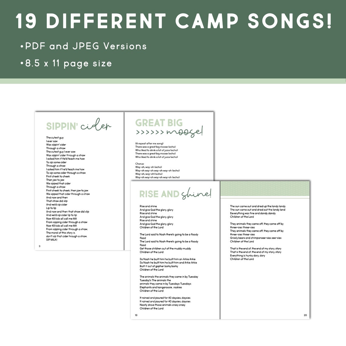 Girl's Camp Songbook | 19 Different Camp Songs! - Etsy