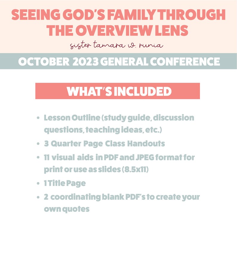 Sister Tamara W. Runia "seeing God's Family Through the Overview Lens" General Conference ...