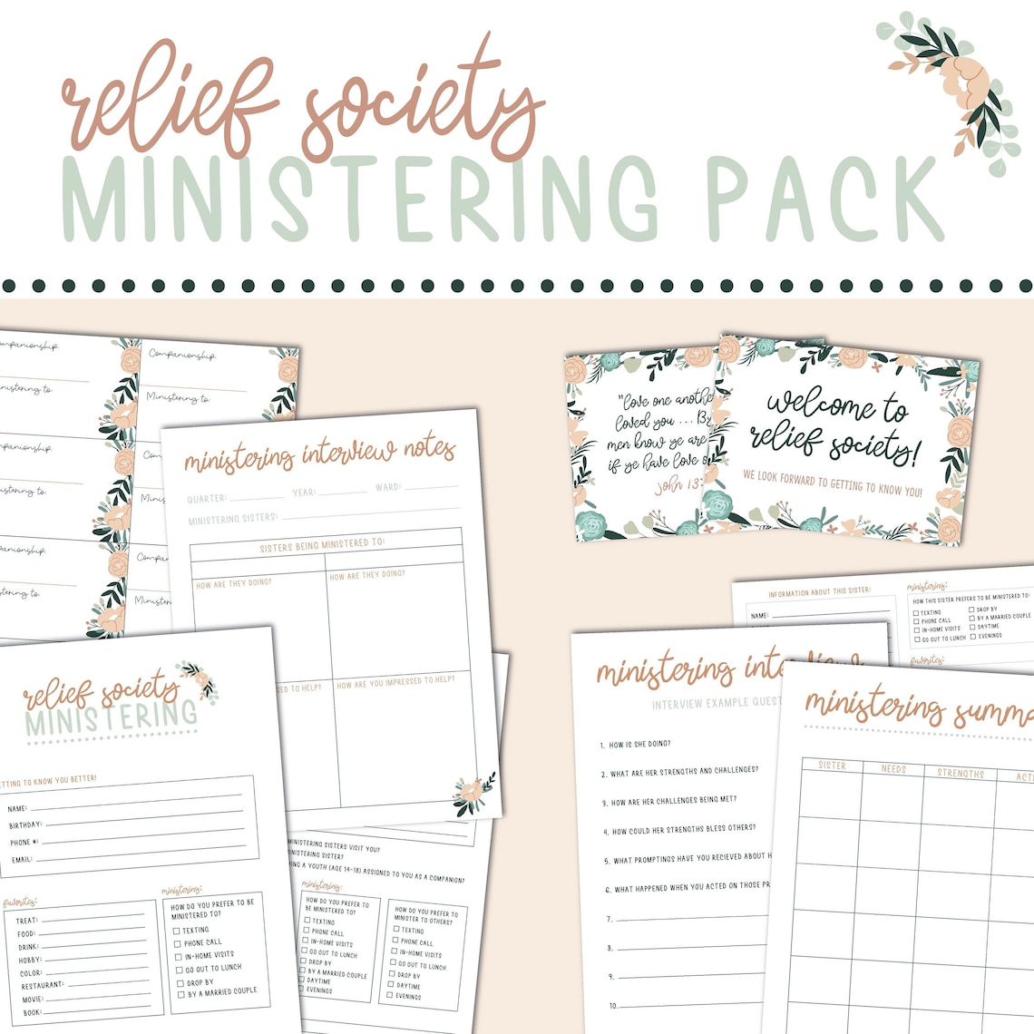 Relief Society Ministering Pack! - Etsy