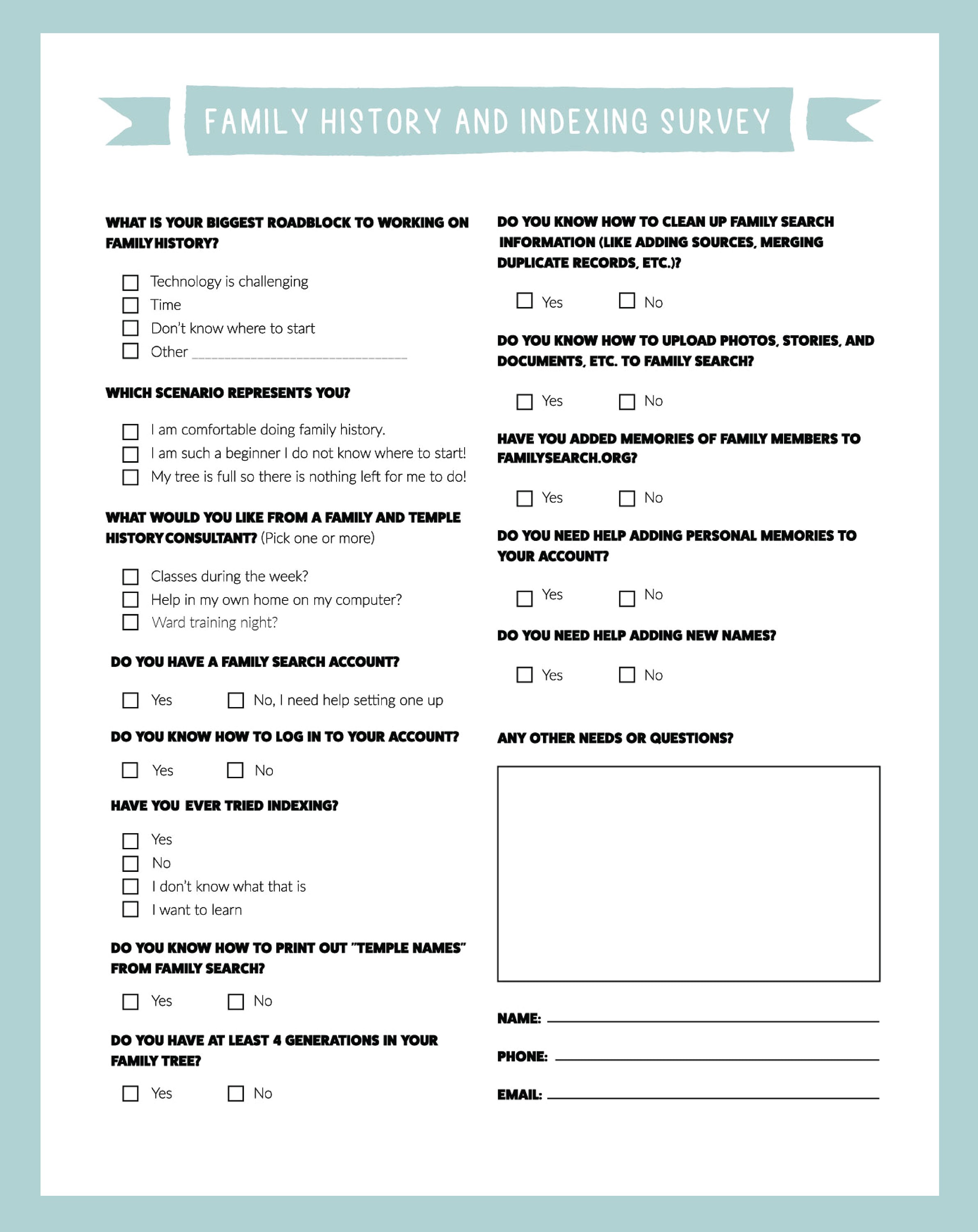 Family History and Indexing Survey - Etsy