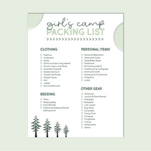 Girl's Camp Packing List - Etsy