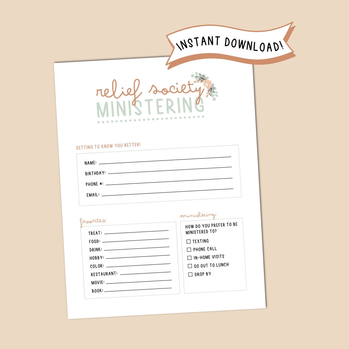 Relief Society Ministering Survey (LDS Ministering) - Etsy