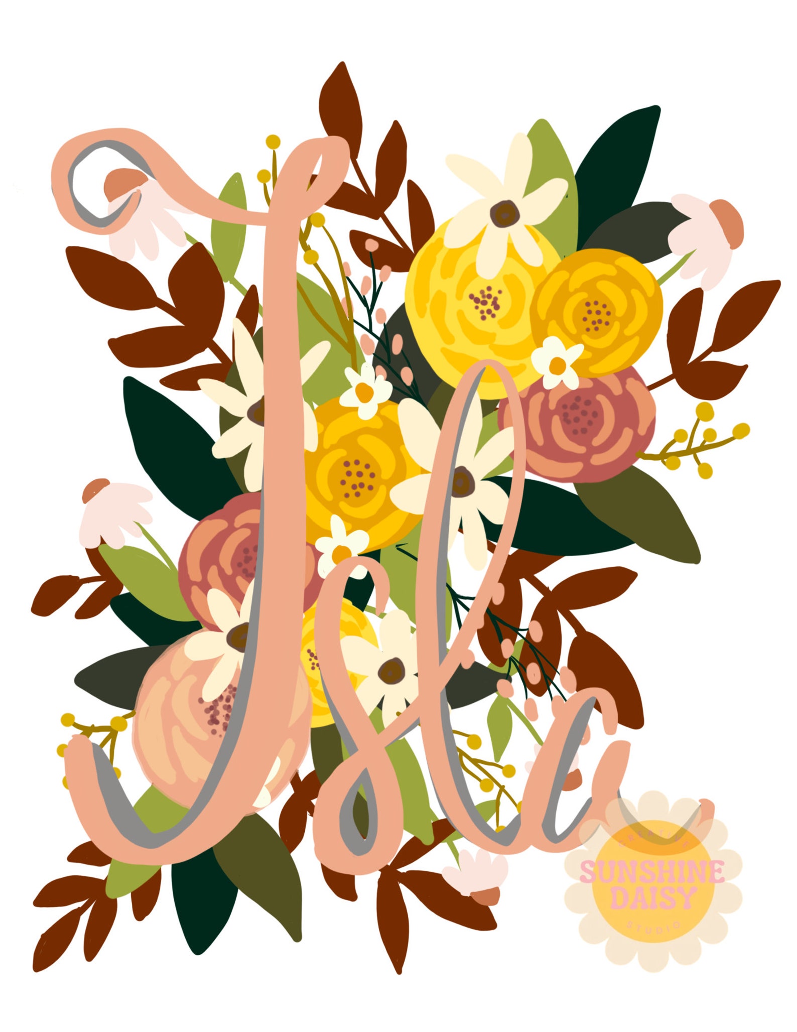 Floral Name Art - Etsy