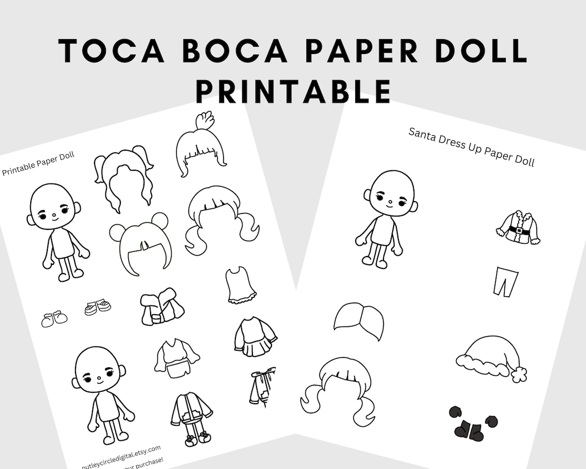 Printable Toca Boca Inspired Paper Doll Set - 2 Pages of Fun and ...