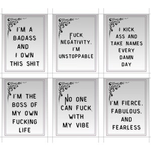 Sweary Affirmation Cards Printable, Badass Affirmations, Sweary ...