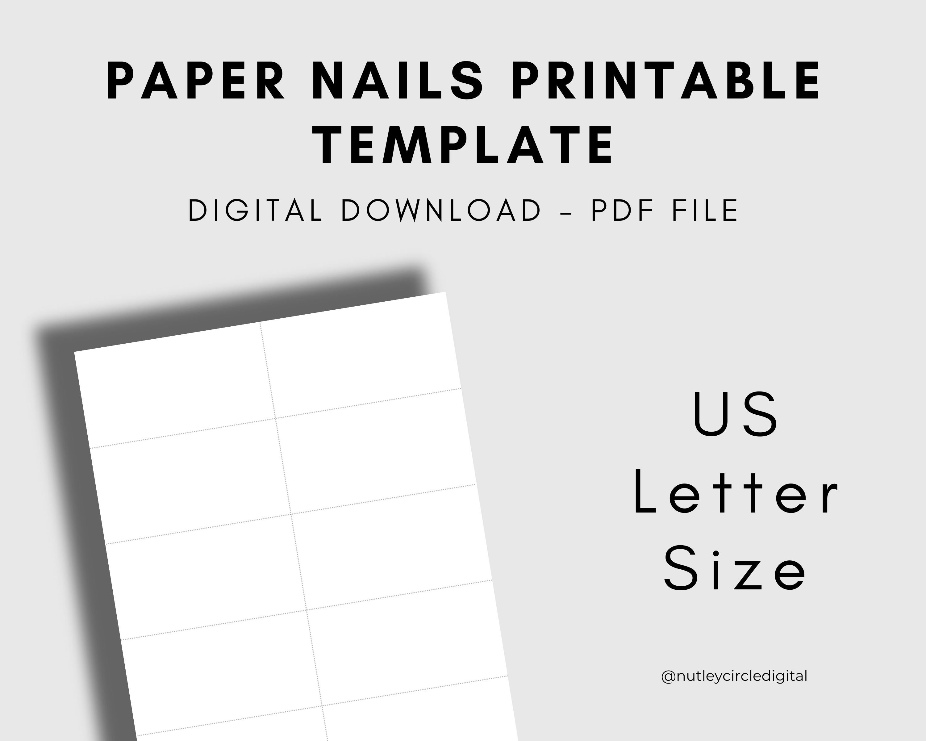 Paper Nails Template - US Letter Size Printable - DIGITAL PRINTABLE ...