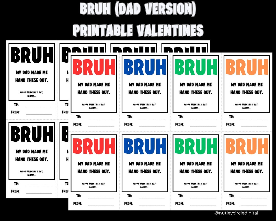 Bruh Printable Valentine's Day Cards Hilarious Cards for Teens and ... Bruh Printable Valentine's Day Cards Hilarious Cards for Teens and ...