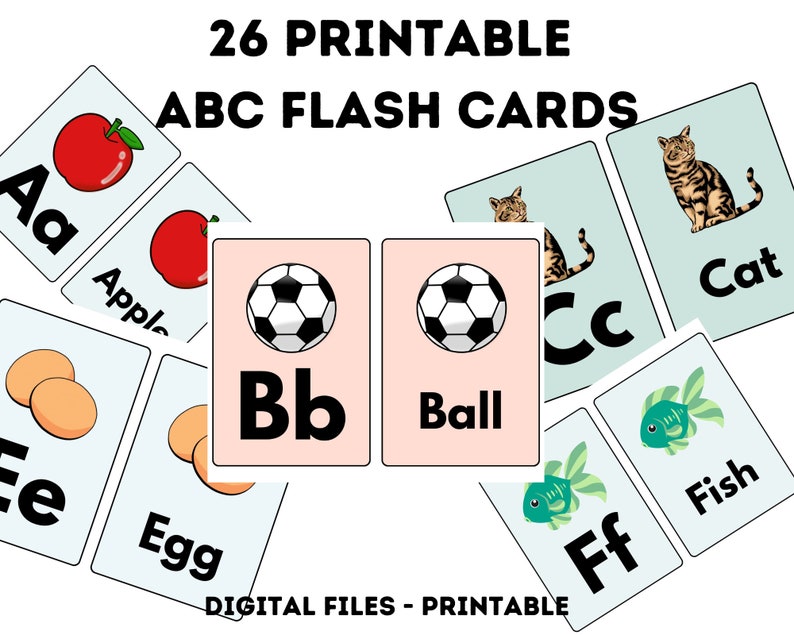 Printable ABC Flash Cards for Kids Printable Alphabet Flash - Etsy
