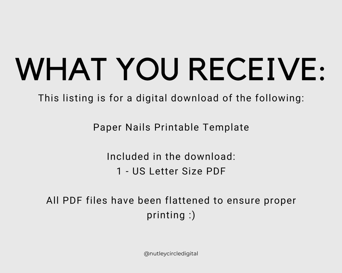 Paper Nails Template - US Letter Size Printable - DIGITAL PRINTABLE - Etsy