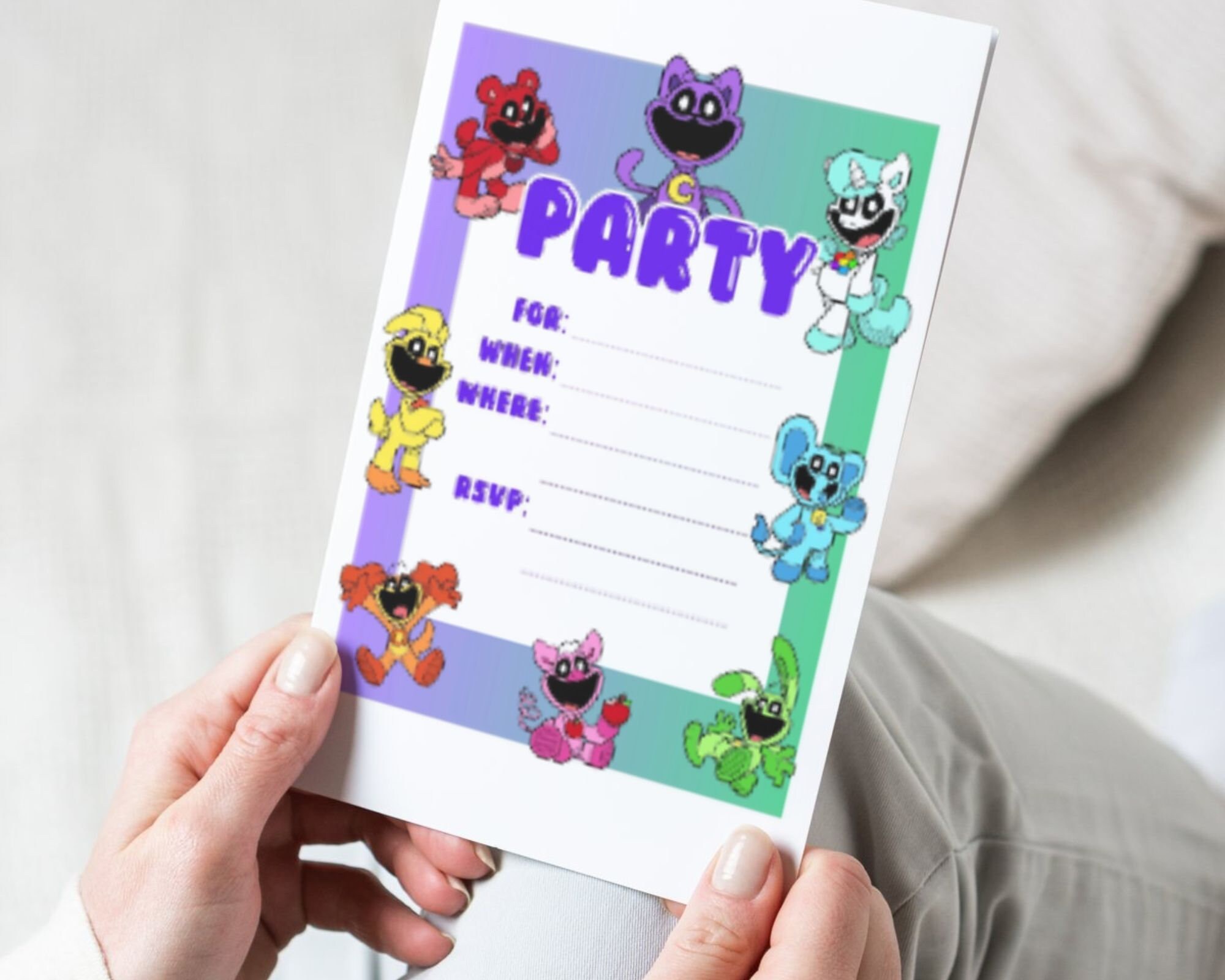 Printable Smiling Critters Birthday Invitations and Thank You Tags ...