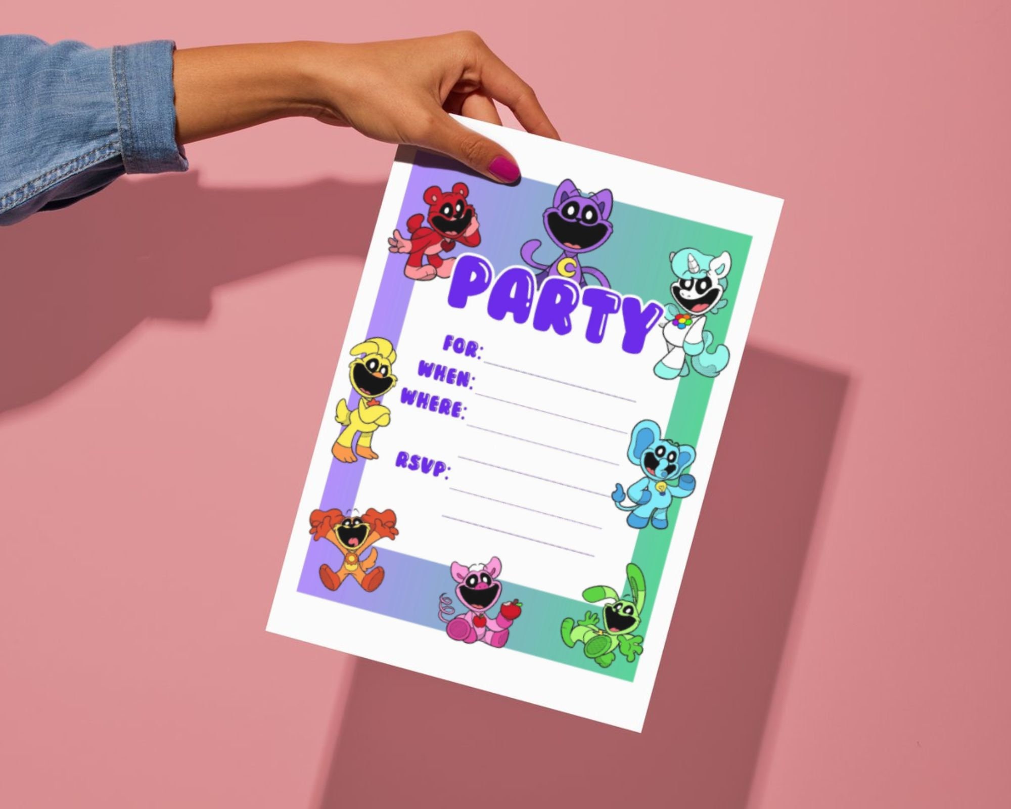 Printable Smiling Critters Birthday Invitations and Thank You Tags ...