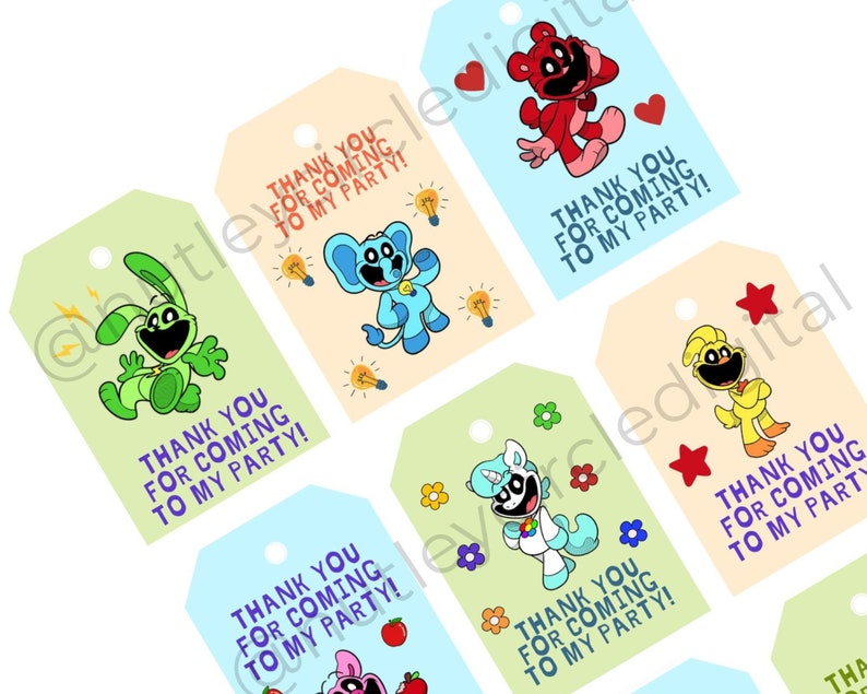 Printable Smiling Critters Birthday Invitations and Thank You Tags ...