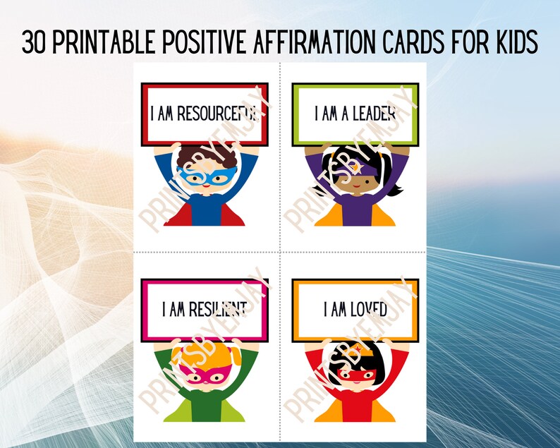 Printable Positive Affirmation Cards for Kids, Motivational Cards ...