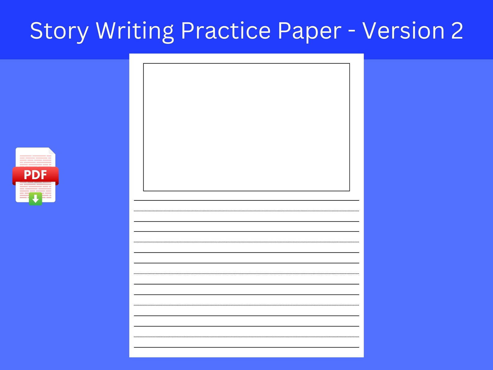 Practice Story Writing Paper, Printable Lined Paper With Drawing Box ...