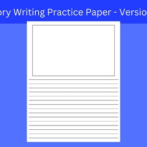 Practice Story Writing Paper, Printable Lined Paper With Drawing Box ...