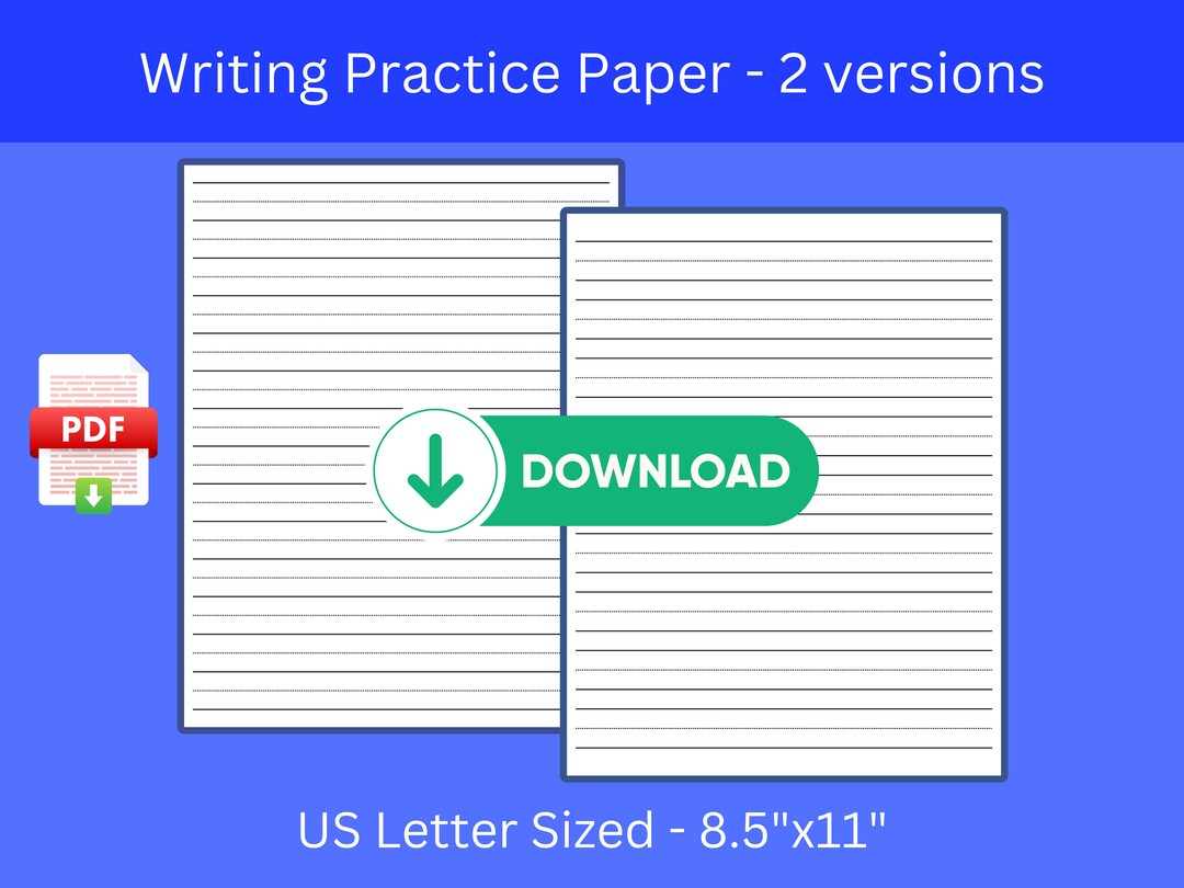 Practice Writing Paper, Printable Lined Paper, Writing Practice Paper ...