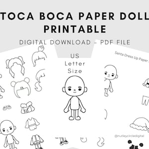 Printable Toca Boca Inspired Paper Doll Set - 2 Pages of Fun and ...