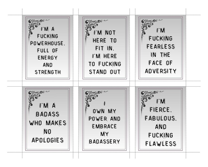 Sweary Affirmation Cards Printable, Badass Affirmations, Sweary ...