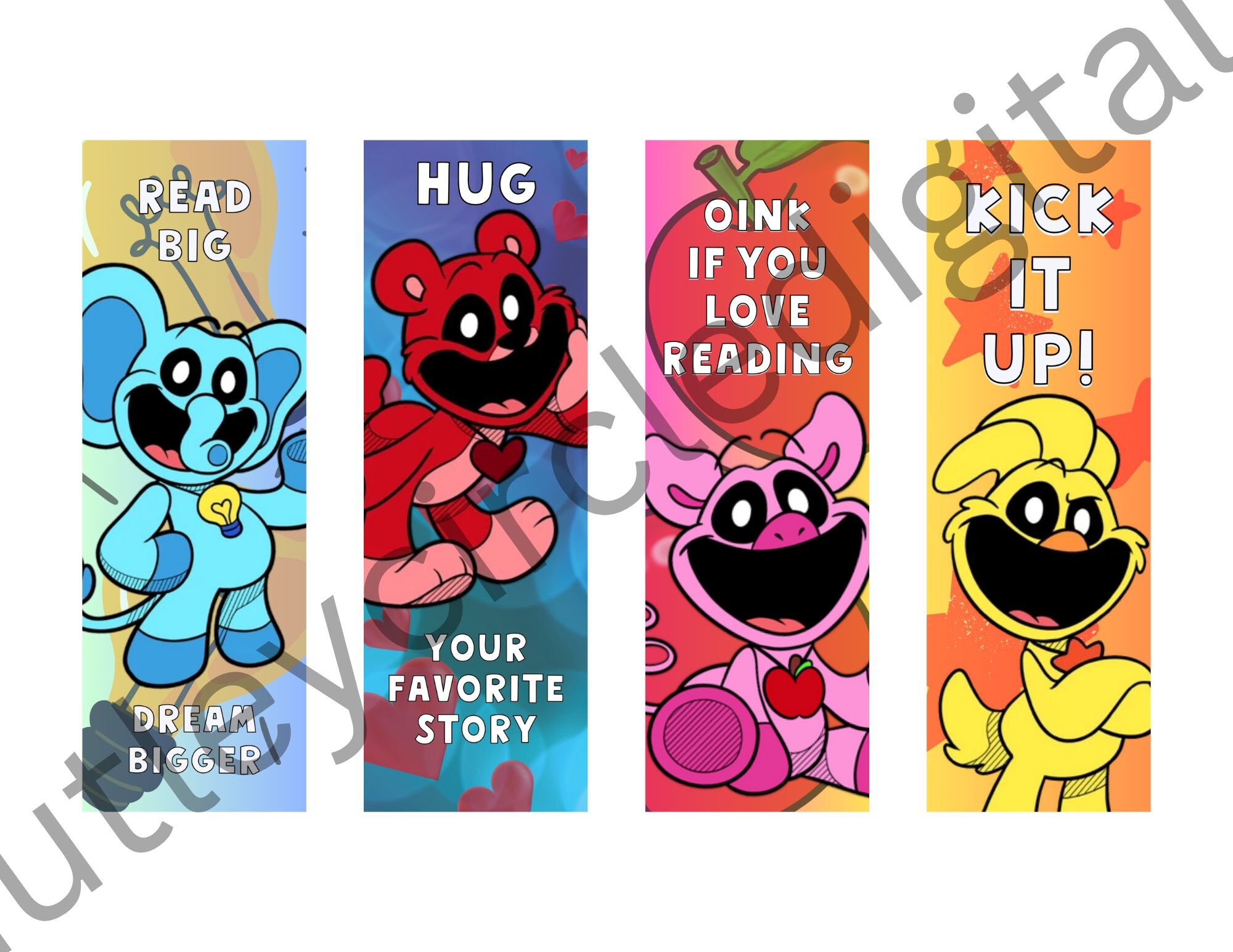 Smiling Critters Printable Bookmarks Set of 8 DIGITAL DOWNLOAD - Etsy
