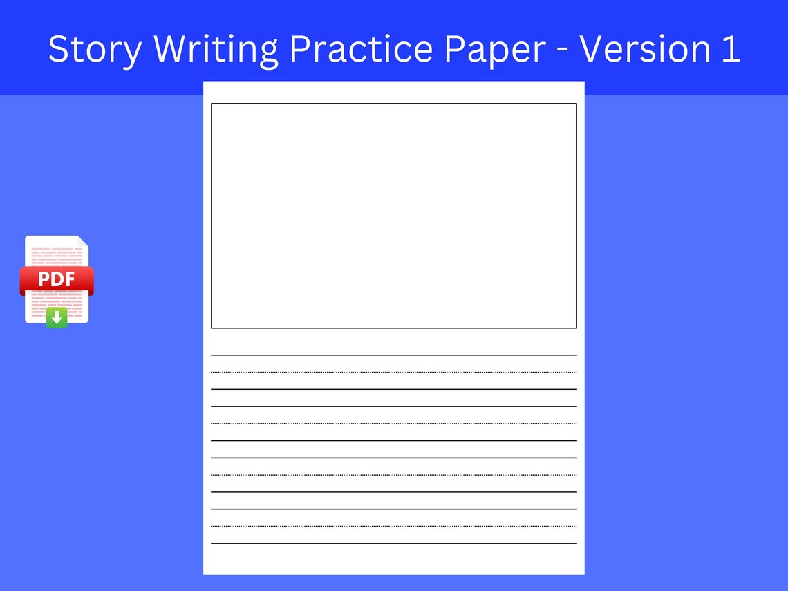 Practice Story Writing Paper, Printable Lined Paper With Drawing Box ...