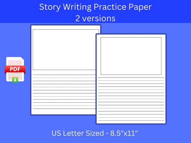 Practice Story Writing Paper, Printable Lined Paper With Drawing Box ...