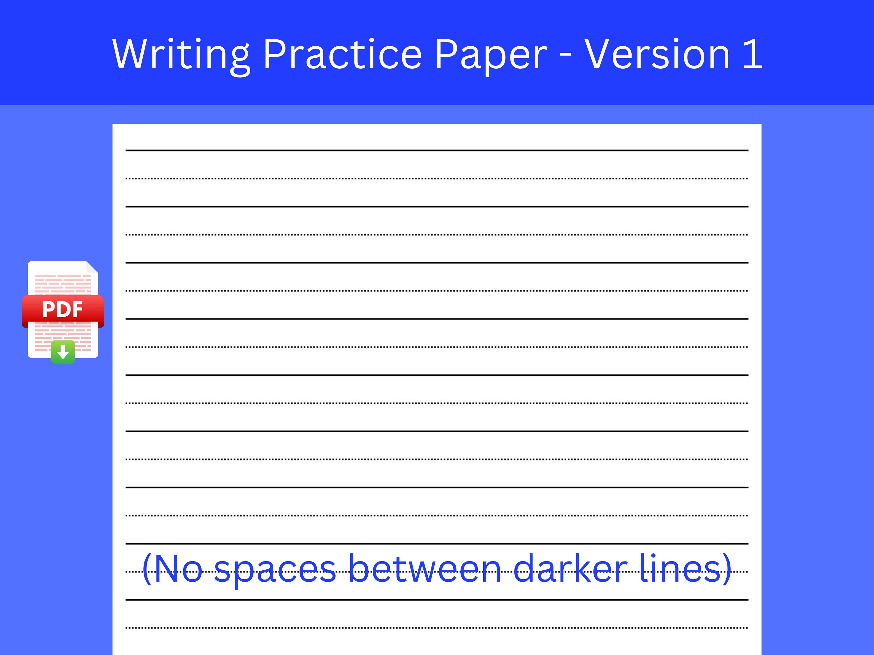 Practice Writing Paper, Printable Lined Paper, Writing Practice Paper ...